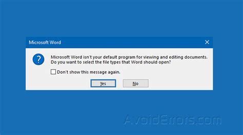 Fix Word Isnt Your Default Program For Viewing And Editing Avoiderrors
