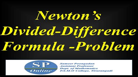 S5 Bsc Numerical Analysis Lecture 16 Newtons Divided Difference Formula Problem Youtube