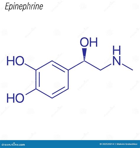 Vector Skeletal Formula Of Epinephrine Drug Chemical Molecule Royalty