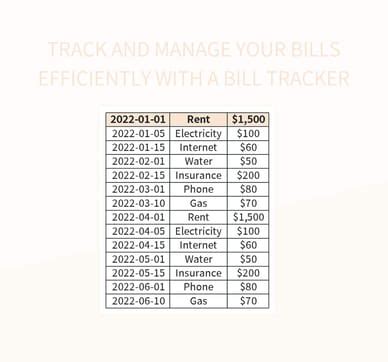 Free Bill Tracker Templates For Google Sheets And Microsoft Excel Slidesdocs