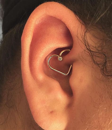 Heart Daith Piercing Jewelry Elegant Gold Heart Shaped Piercings