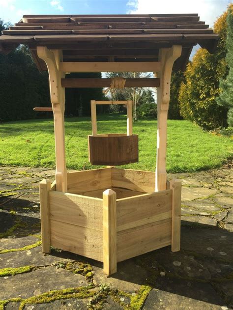 Garden Wishing Well Wooden Hand Made Planter Gartenbau Garten Bau
