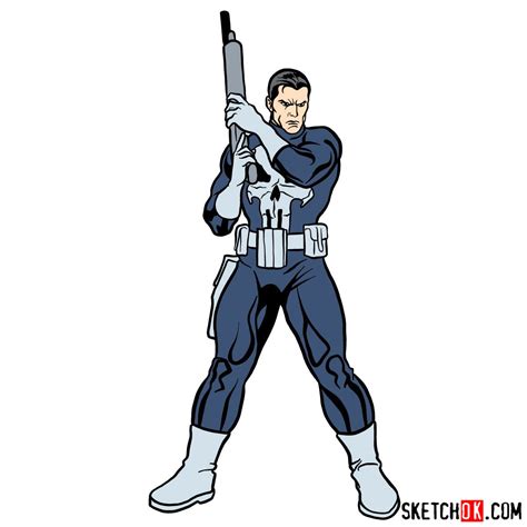 The Punisher Drawings Sketchok Easy Drawing Guides