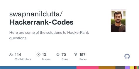Github Swapnanilduttahackerrank Codes Here Are Some Of The Solutions To Hackerrank Questions