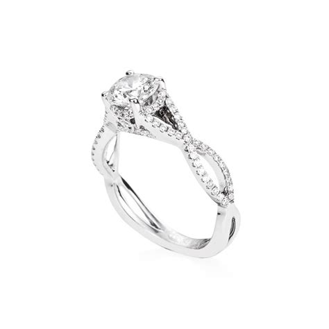 Infinity Round Brilliant Halo Diamond Engagement Ring In 18ct White