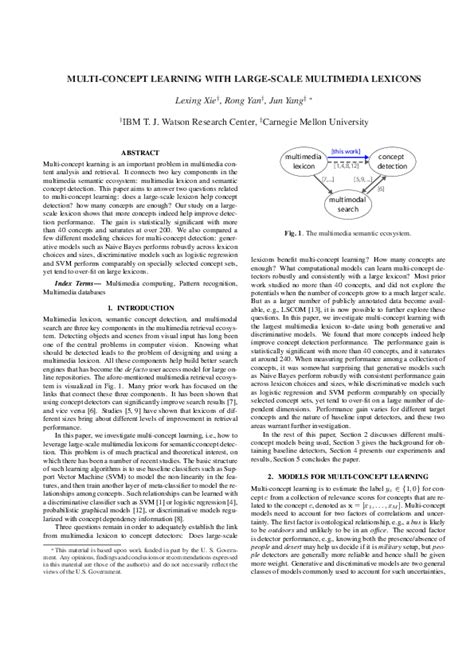 Pdf Multi Concept Learning With Large Scale Multimedia Lexicons