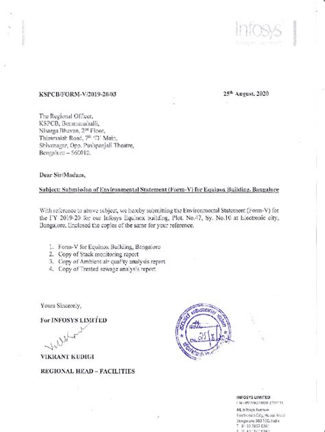 Fillable Online Submission Of Environmental Statement Form V For
