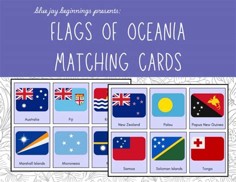 Countries Of Oceania Flag Matching Activity Montessori Geography