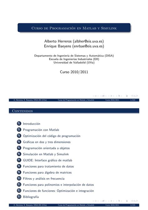 PDF de programación Curso de Programación en Matlab y Simulink