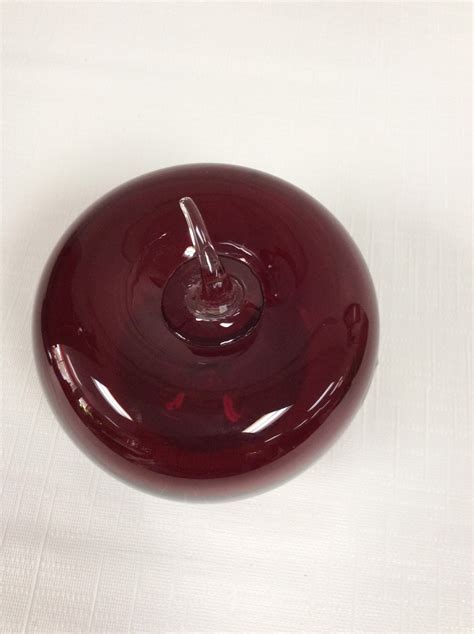 Blenko Glass Ruby Red Apple With Crystal Stem