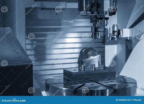 The Cmm Probe Measuring The Lens Reflection Mold Part On The Cnc
