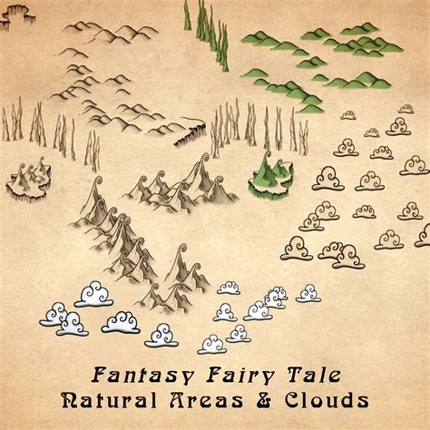 Fairy Natural Terrains Areas And Clouds Pack Fantasy Map Assets
