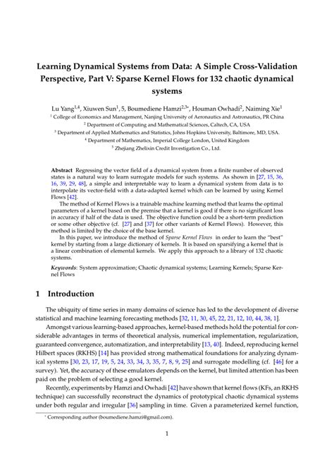 PDF Learning Dynamical Systems From Data A Simple Cross Validation