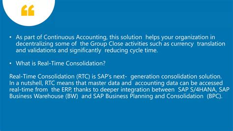 Sap Bpc Optimized For S4 Hana Real Time Consolidation Pptx