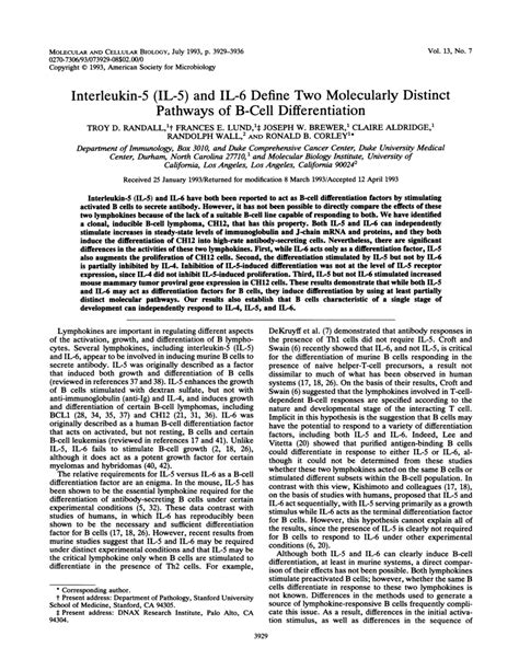 Pdf Interleukin 5 Il 5 And Il 6 Define Two Molecularly Distinct