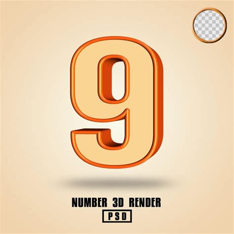 Premium Psd 3d Render Number 9 Cream Orange Color