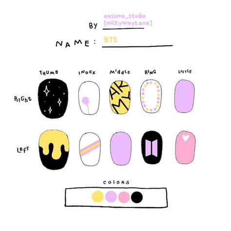 Bts Nails Design Fake Nails Designs Army Nails Retro Nails