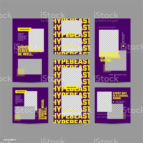 소셜 미디어 게시물 템플릿을 위한 미래 지향적인 스트리트웨어 패션 디자인으로 편집 가능한 템플릿 번들 디자인 0명에 대한 스톡 벡터 아트 및 기타 이미지 Istock
