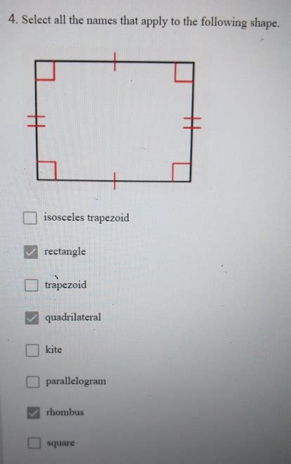 Solved 4 Select All The Names That Apply To The Following Shape