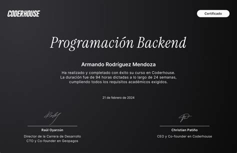 Completed Backendprogramming Course At Coderhouse Armando Rodríguez