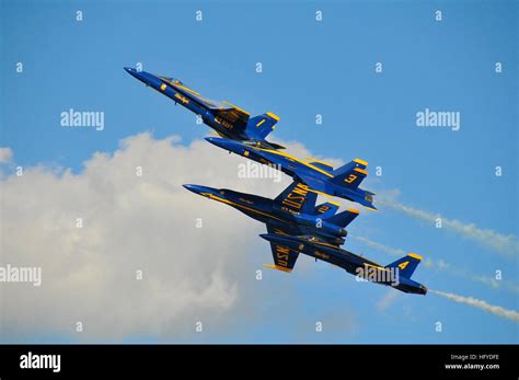 The Us Navy Flight Demonstration Team Blue Angels Perform Aerial
