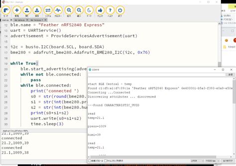初めてのble 19 Circuitpythonでペリフェラル③ Bme280 Arduinoクックブック