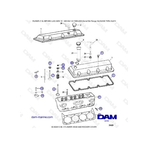 Mercruiser 7 4l Mpi Mie Cylinder Head And Rocker Cover Dam Marine