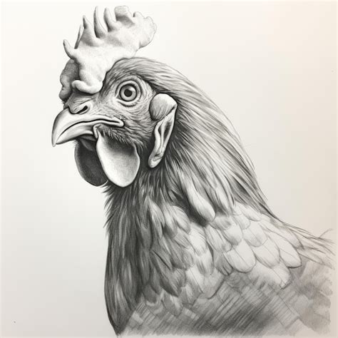 Premium Photo Happy Chicken Portrait Rooster Pencil Drawing In Nikon