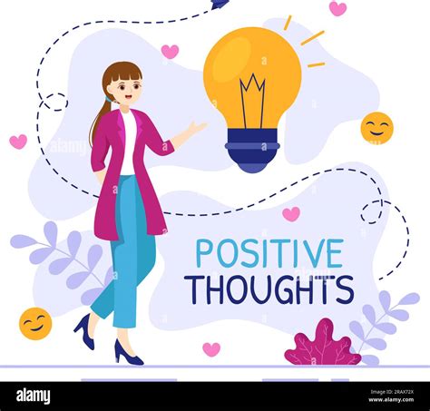 Positives Thoughts Vector Illustration With Thinking Positive As A Mindset In Symbolizing