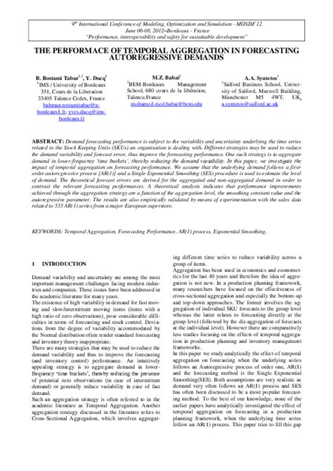 Pdf The Performace Of Temporal Aggregation In Forecasting