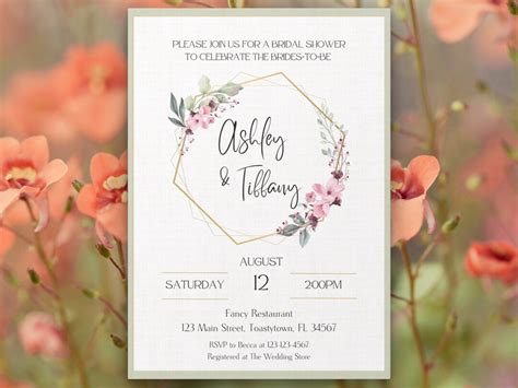 Editable Lesbian Bridal Shower Invitation Template Lgbtq Bridal Shower