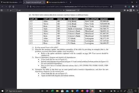 Solved 16 Week 98 10 Normalization 20 X Bb Chapter 6
