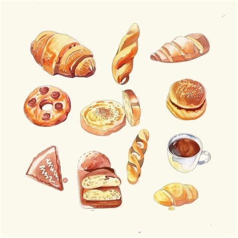 There Are Many Different Types Of Breads And Pastries On This Table