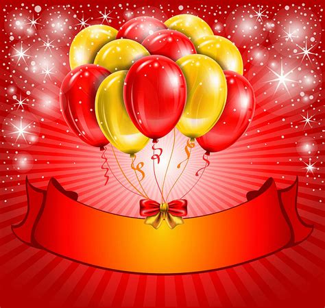 행복한 풍선 태그 새 빨간색 노란색 배너 Png Pngwing