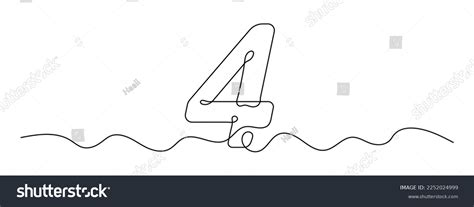 Number 4 Continuous Line Drawing Style Stock Vector Royalty Free 2252024999 Shutterstock