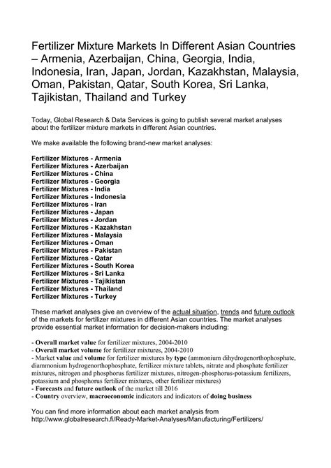 Fertilizer Mixtures Asia Pdf