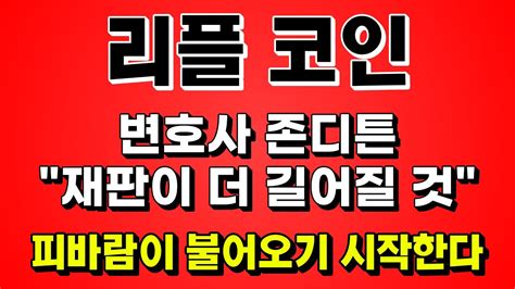 리플 코인 변호사 존디튼 재판이 더 길어질 것 피바람이 불어오기 시작한다 Youtube