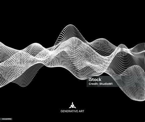 포스터 책 표지 전단지 배너에 대 한 물결 모양 배경 동적 효과입니다 3 차원 관점 그리드입니다 도트와 추상적인 벡터 일러스트입니다 입자를 가진 네트워크 디자인입니다 3차원