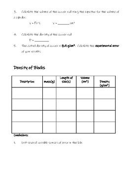 Density Determination Lab By Curriculum Doctor TpT