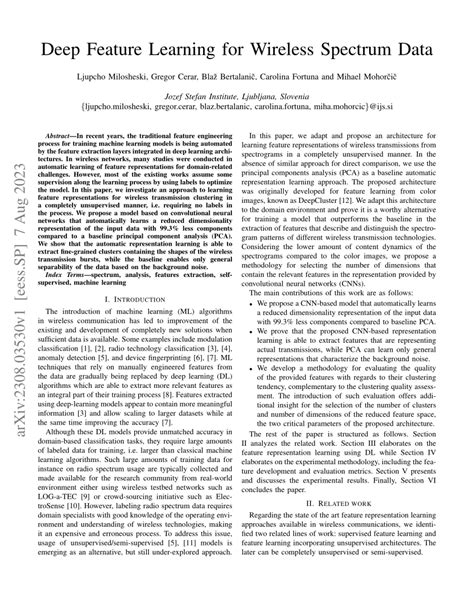 pdf deep feature learning for wireless spectrum data