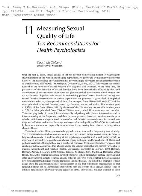 PDF Measuring Sexual Quality Of Life Ten Recommendations For Health Psychologists