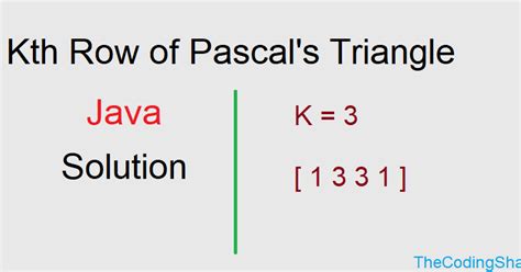 kth row of pascal s triangle the coding shala