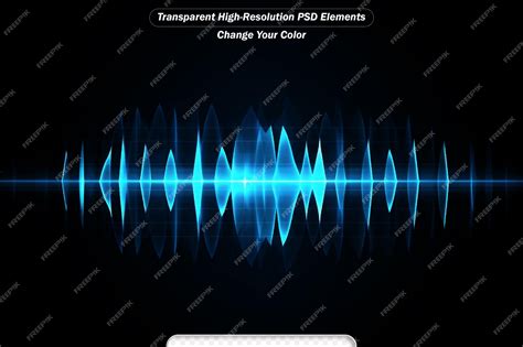Premium Psd Sound Waves Oscillating Dark Blue Light