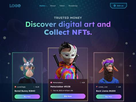 NFT Dark Theme Landing Page UI Design Landing Page Ui Design Online Jobs For Teens