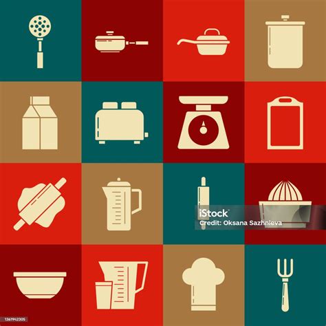 포크 세트 시트러스 과일 주스기 도마 프라이팬 토스트와 토스터 우유를위한 종이 패키지 주걱 및 저울 아이콘 벡터 감귤류 과일에