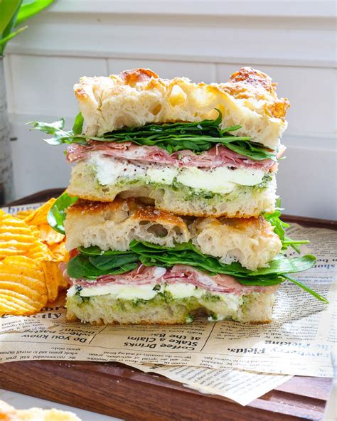 Pesto And Prosciutto Italian Focaccia Sandwich Recipe