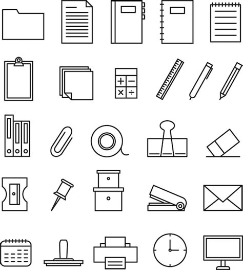 Premium Vector Set Of Minimalist Outline Design Office Stationery