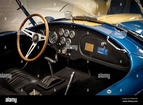The Interior Detail Of An Exclusive Ac Shelby Cobra Classic Racing Car