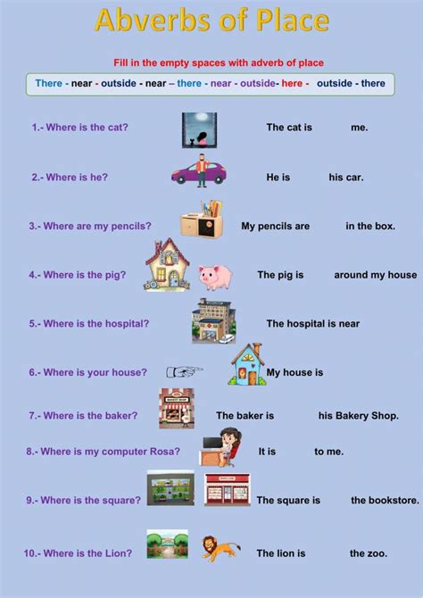 Adverbs Of Place Activity Adverbs Adverbial Phrases Worksheets For