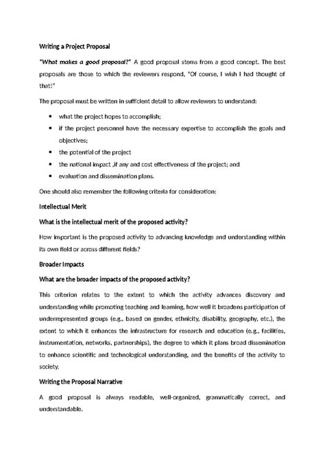 Proposal Format Nil Writing A Project Proposal “what Makes A Good Proposal” A Good Proposal